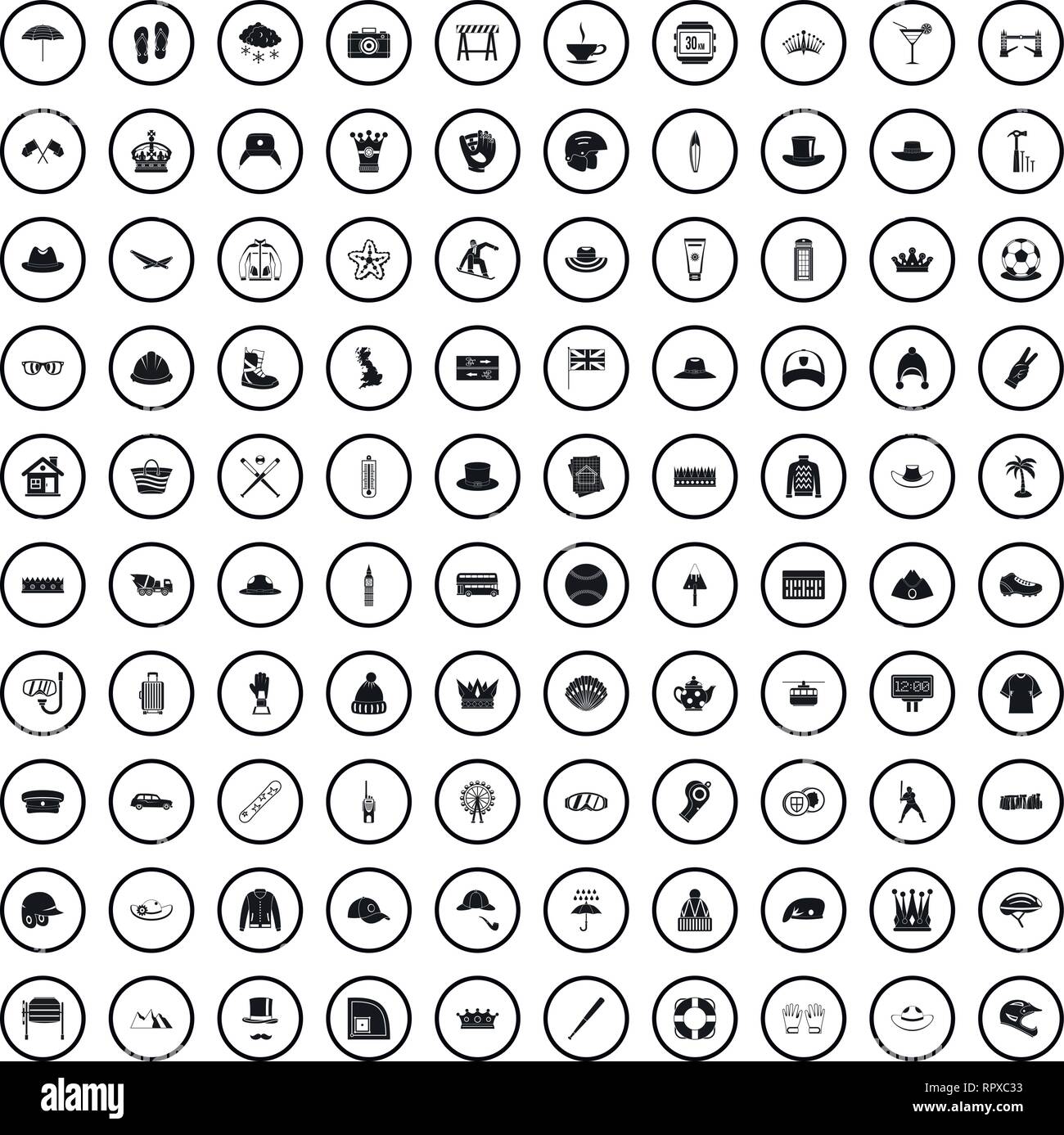 100 hat icons set hi-res stock photography and images - Alamy