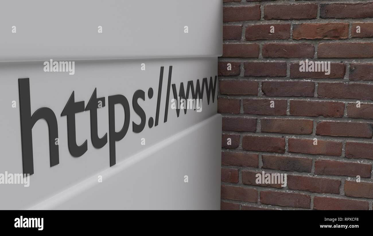 Internet blocked view brick wall concept for internet censorship and ...