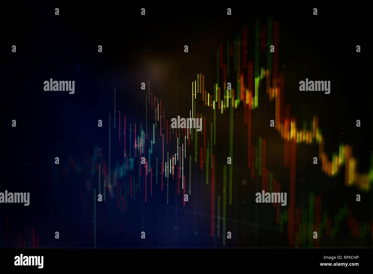 Technical price graph and indicator, red and green candlestick chart on ...