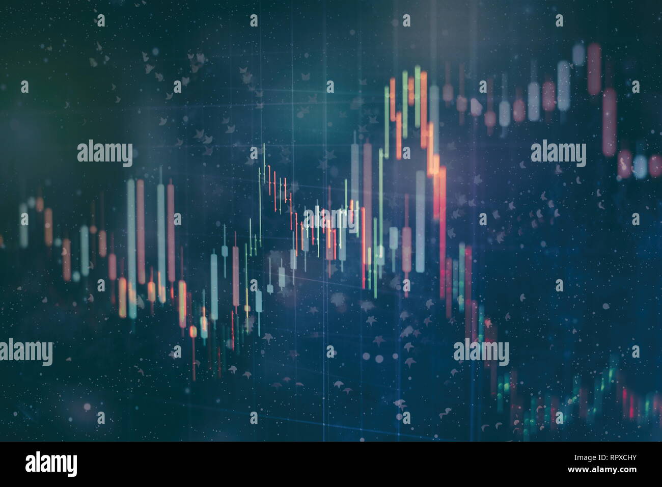 Technical price graph and indicator, red and green candlestick chart on ...
