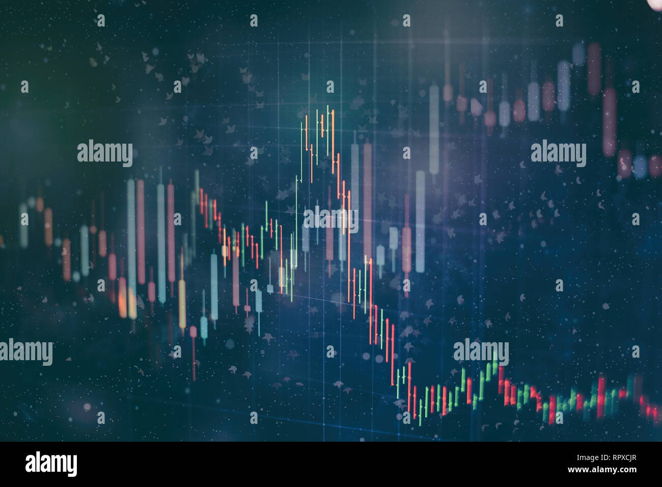 Technical price graph and indicator, red and green candlestick chart on ...