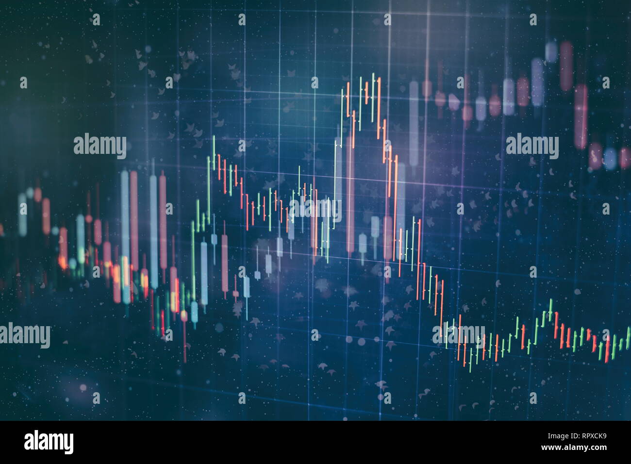Technical price graph and indicator, red and green candlestick chart on ...