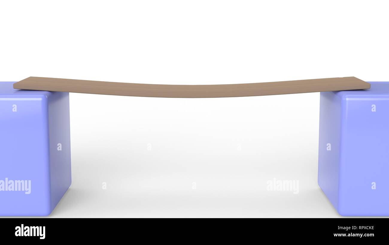 Abstract bridge plank between blue cubes 3d render Stock Photo - Alamy