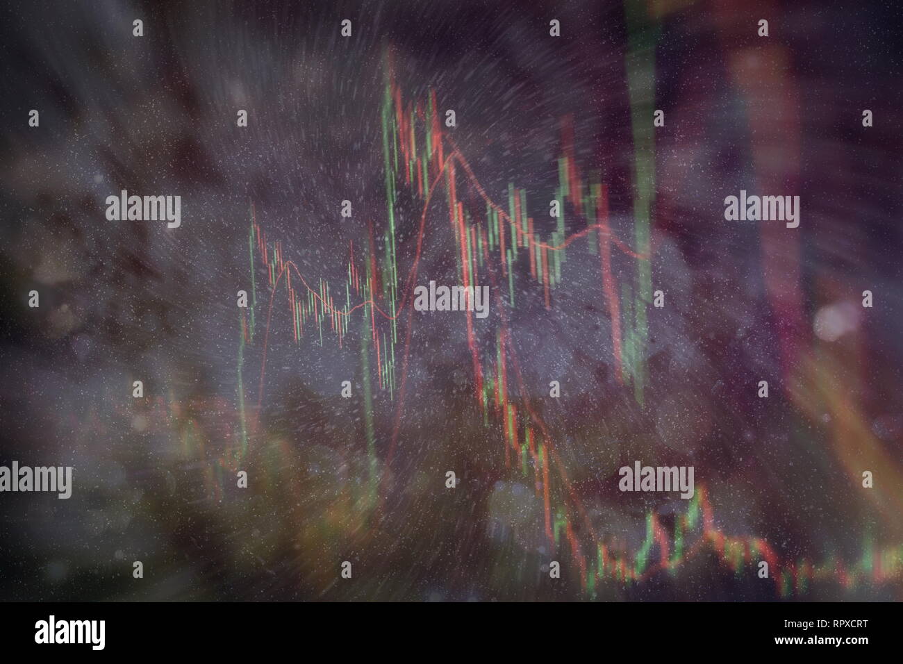 Technical price graph and indicator, red and green candlestick chart on ...