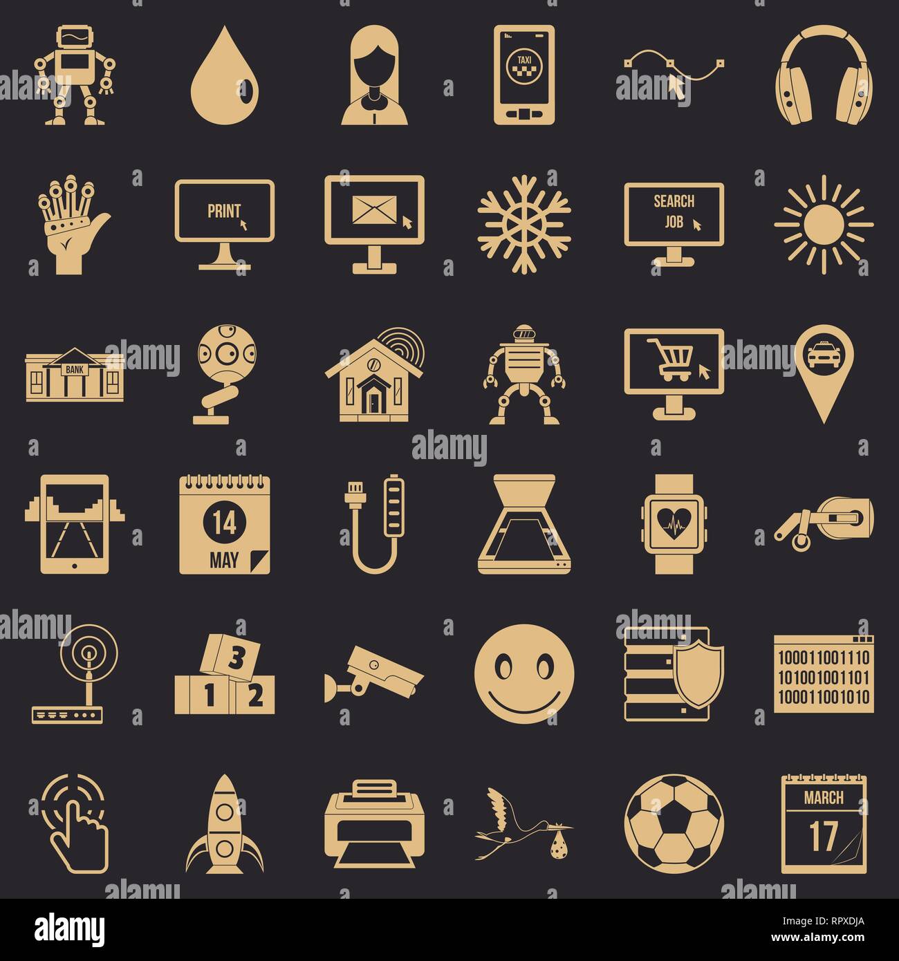 Mobile app icons set, simple style Stock Vector Image & Art - Alamy