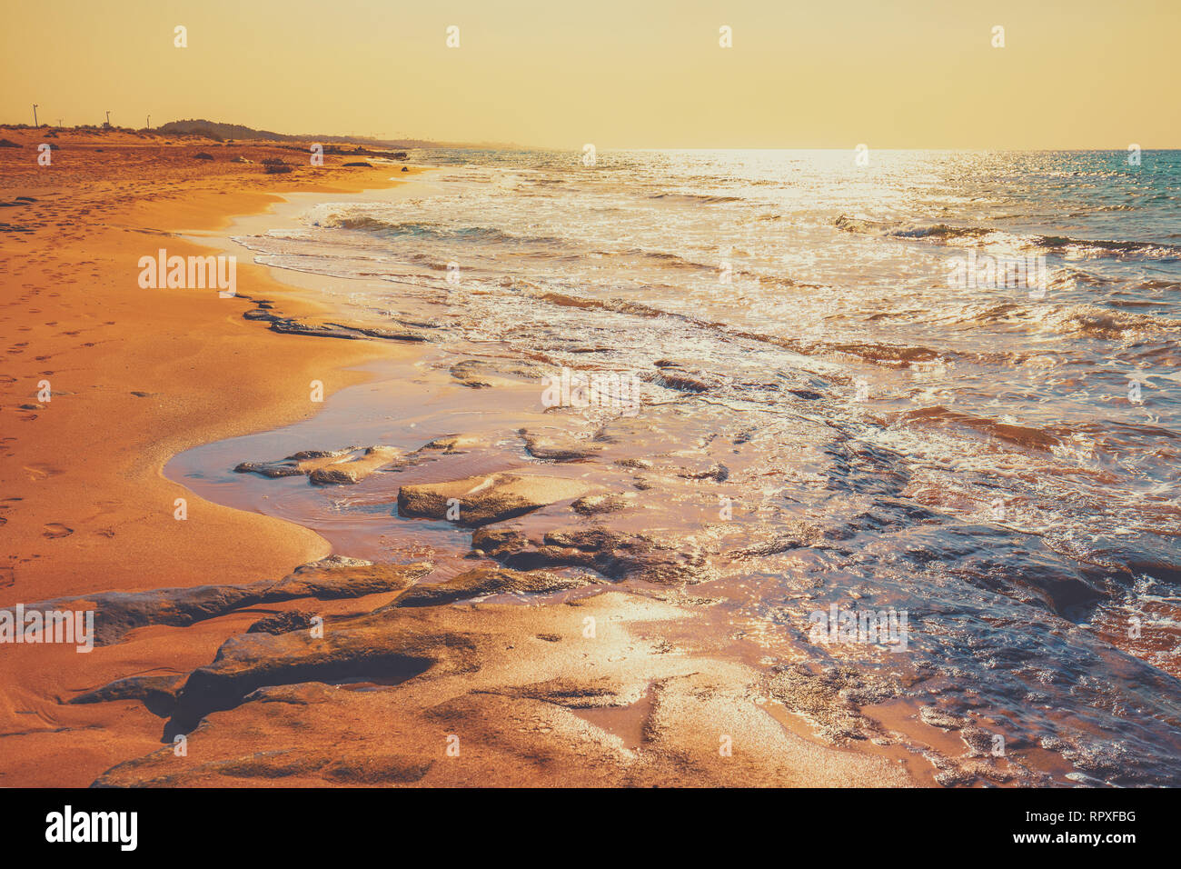 Rocky coast cyprus sunset hi-res stock photography and images - Alamy