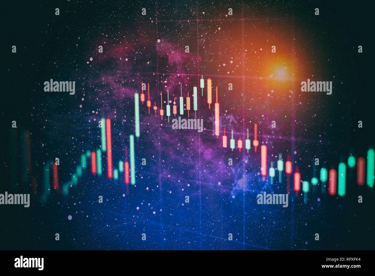 Stock market graph on led screen. Finance and investment concept ...