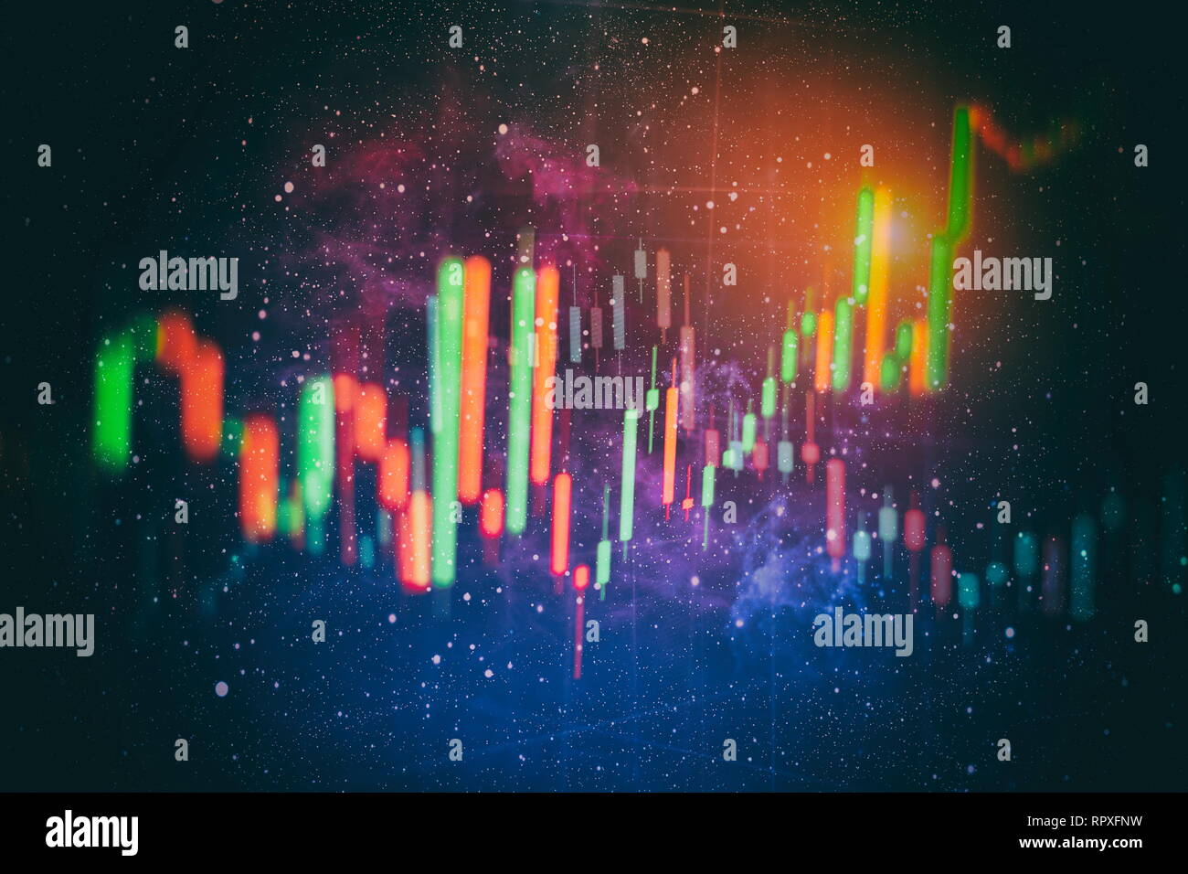 Stock market graph on led screen. Finance and investment concept ...