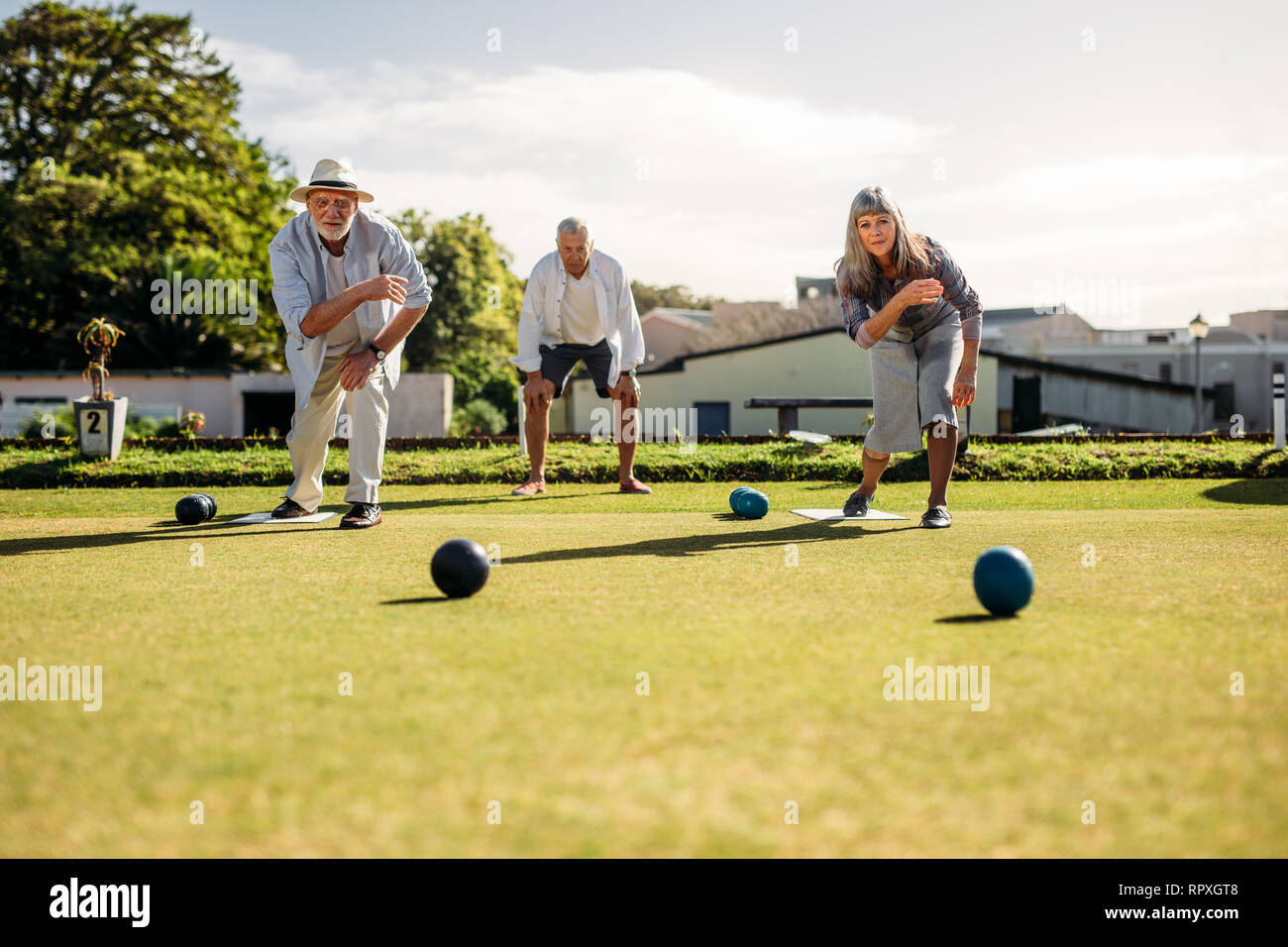 Two persons playing boules hi-res stock photography and images - Alamy