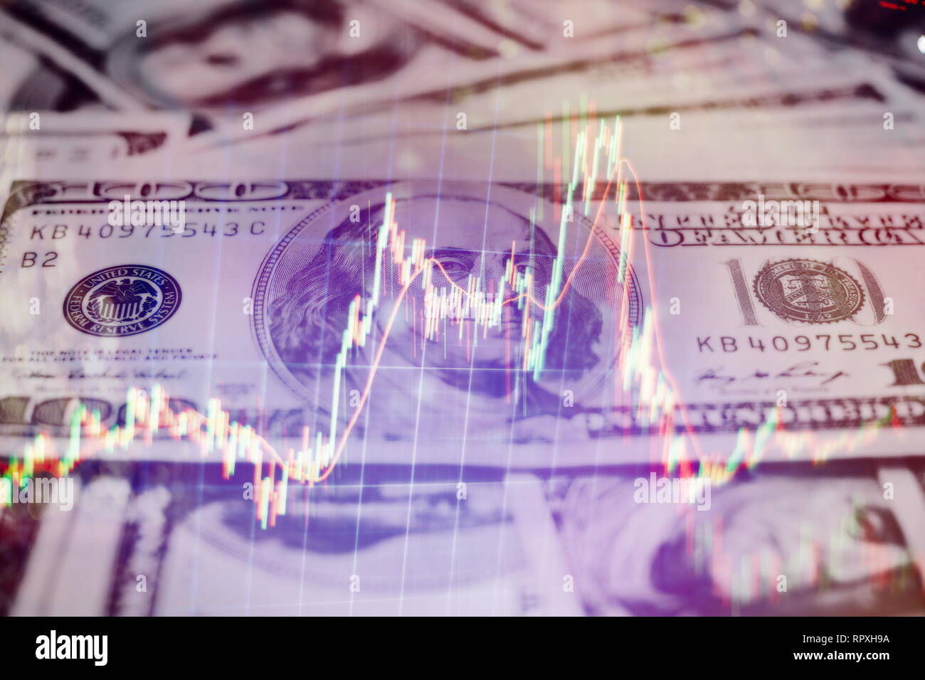 Forex glowing graphs of different colors showing financial market ...