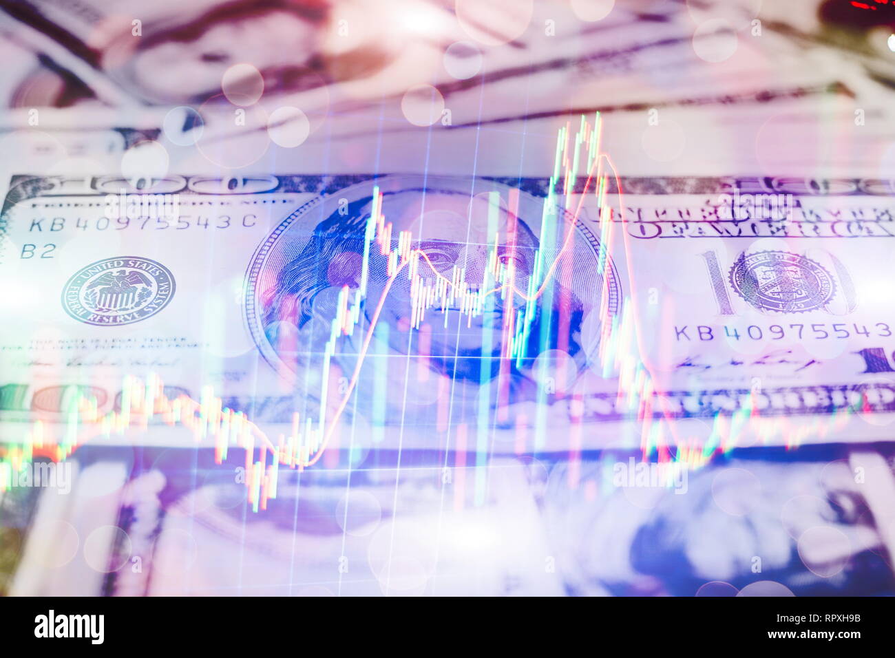 Forex glowing graphs of different colors showing financial market ...