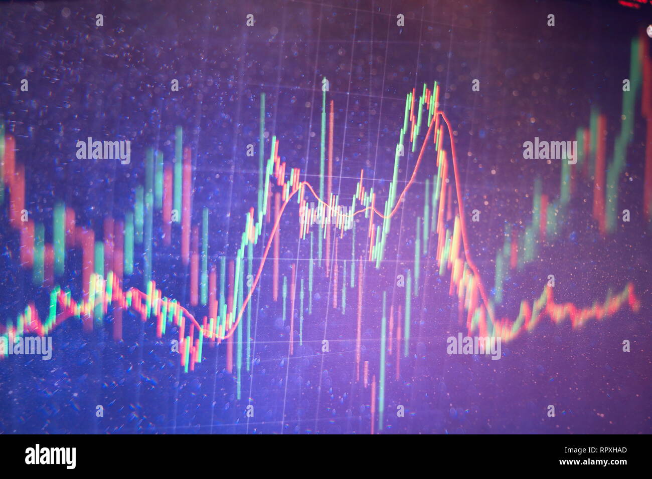 Forex glowing graphs of different colors showing financial market ...