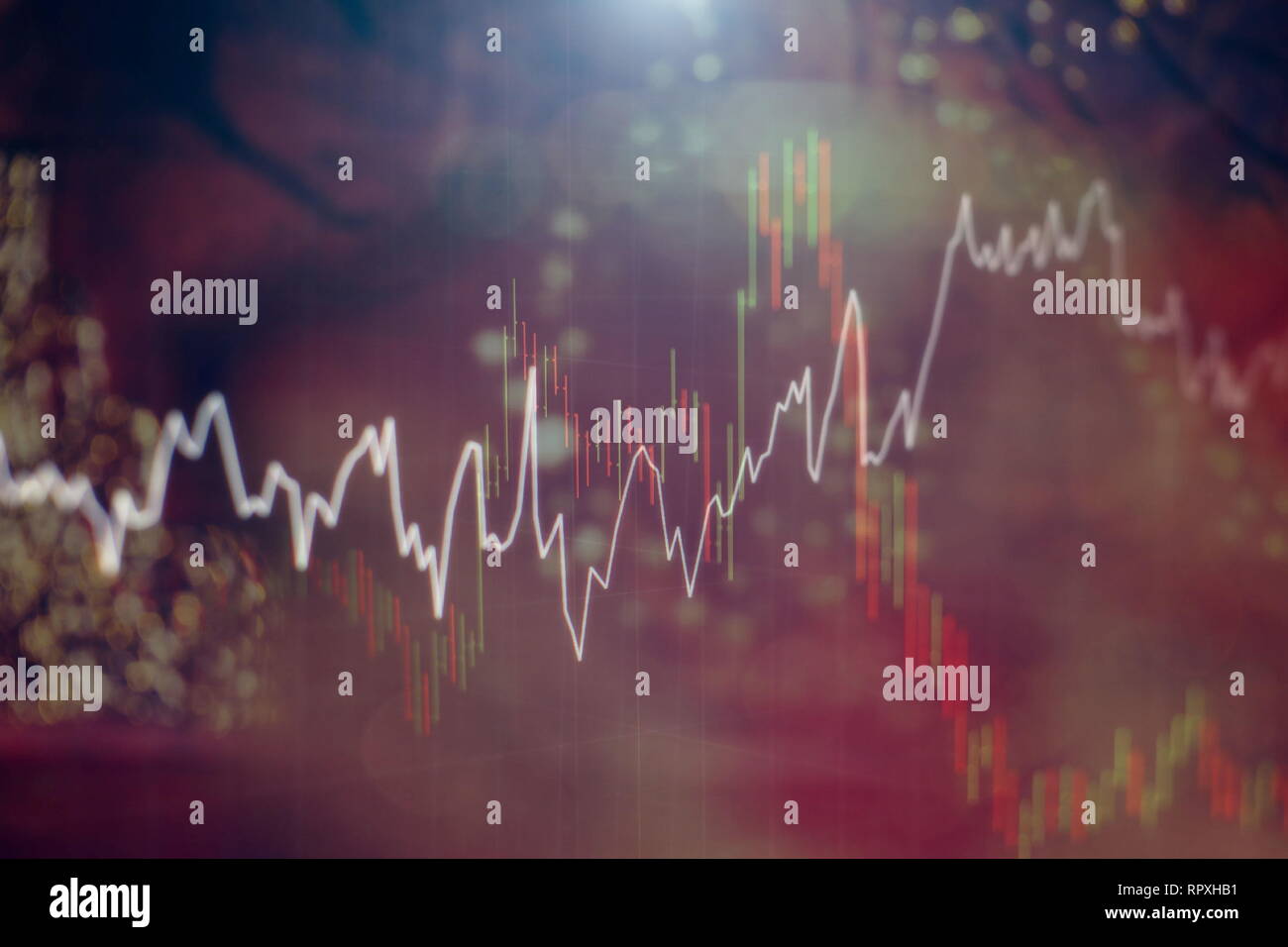 Forex glowing graphs of different colors showing financial market ...