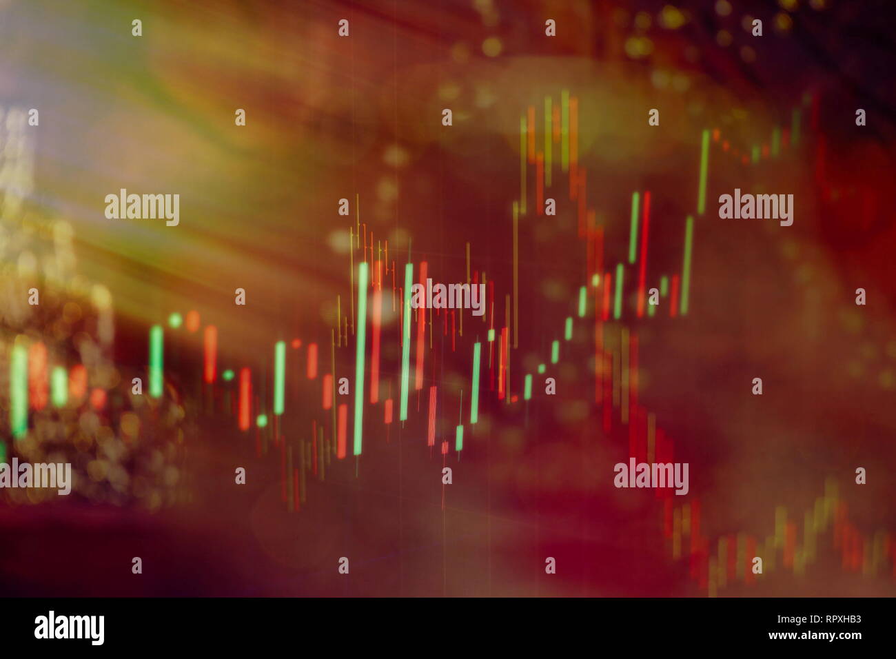 Forex glowing graphs of different colors showing financial market ...
