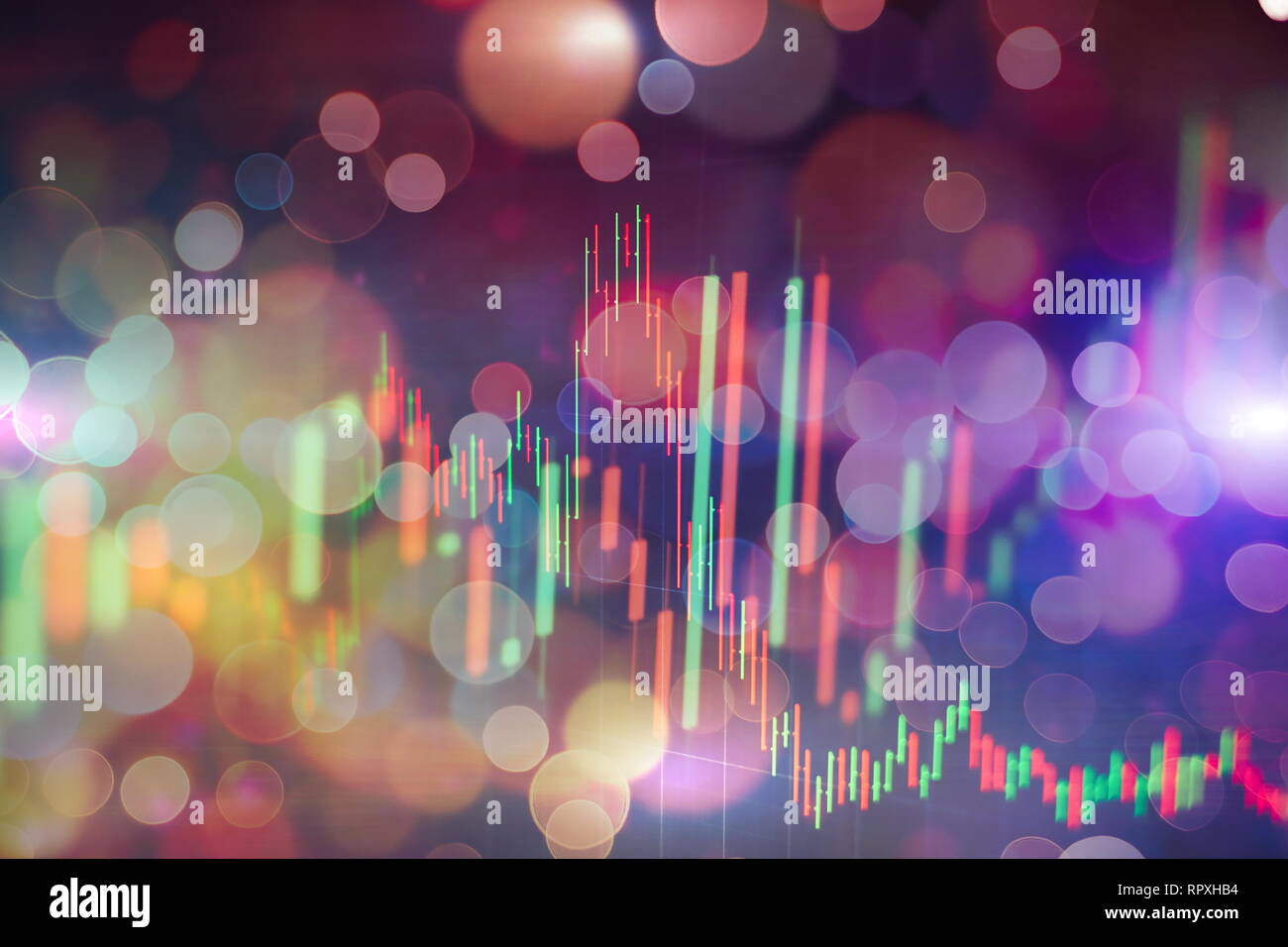 Forex glowing graphs of different colors showing financial market ...