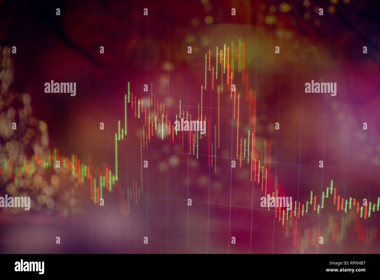 Forex glowing graphs of different colors showing financial market ...