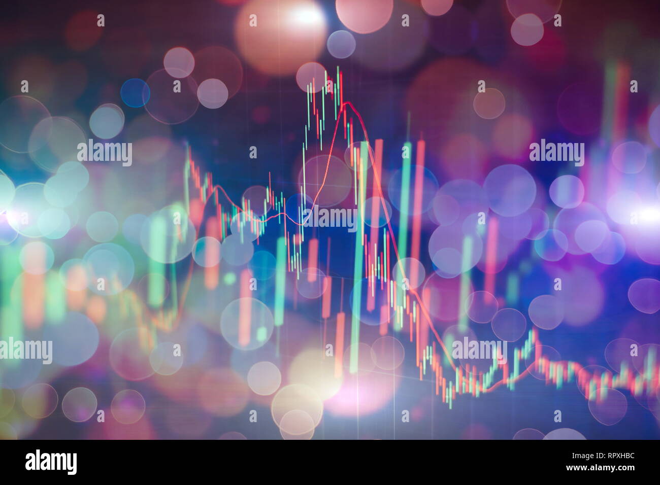 Forex glowing graphs of different colors showing financial market ...