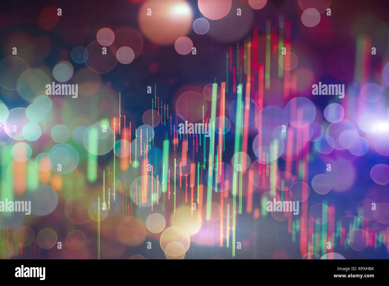 Forex glowing graphs of different colors showing financial market ...