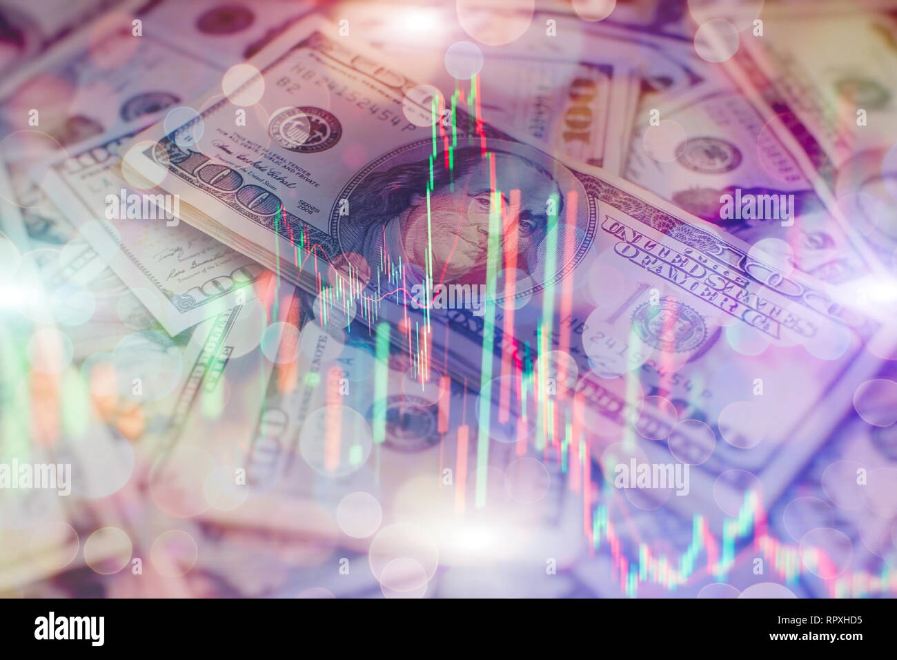 Forex glowing graphs of different colors showing financial market ...