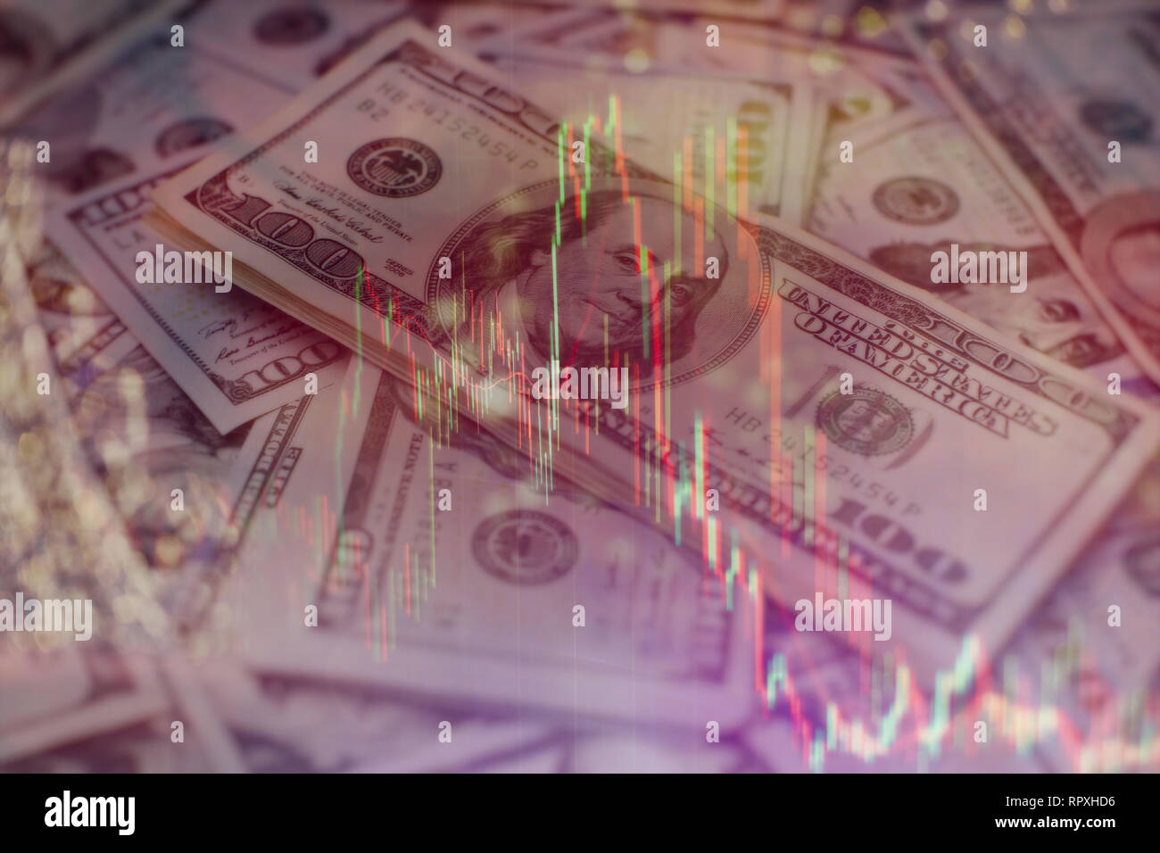 Forex glowing graphs of different colors showing financial market ...