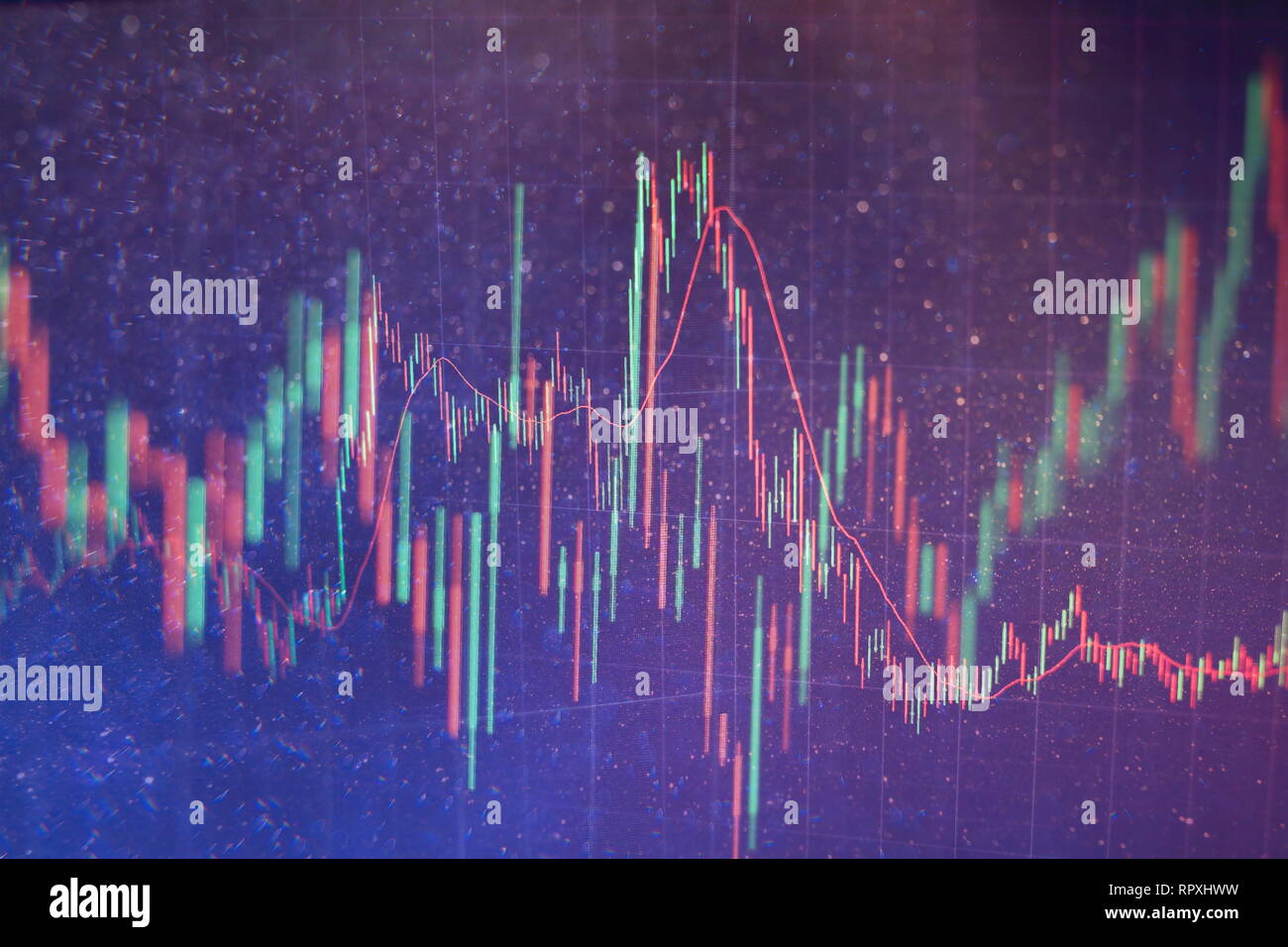 Forex glowing graphs of different colors showing financial market ...