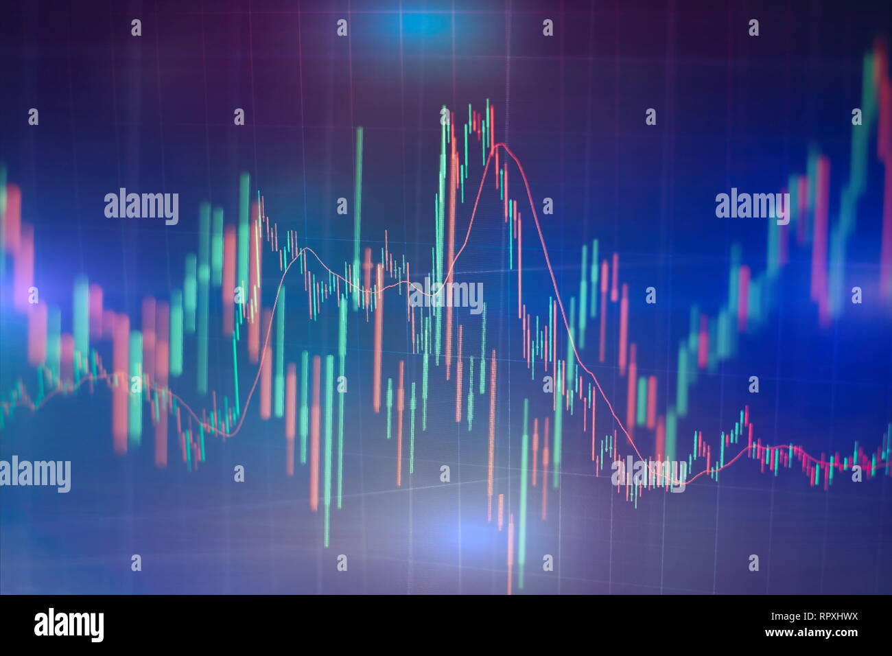 Forex glowing graphs of different colors showing financial market ...