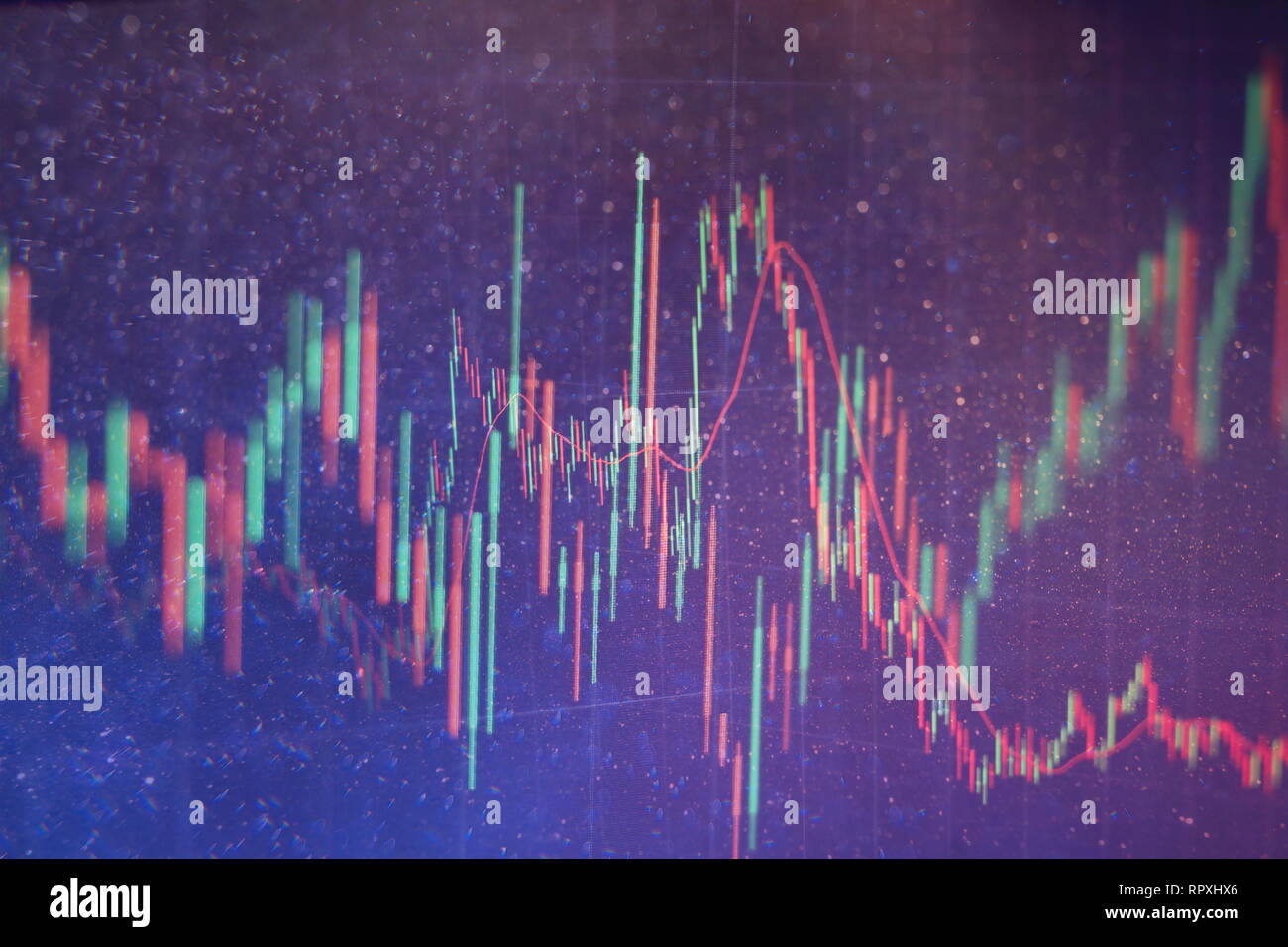 Forex glowing graphs of different colors showing financial market ...