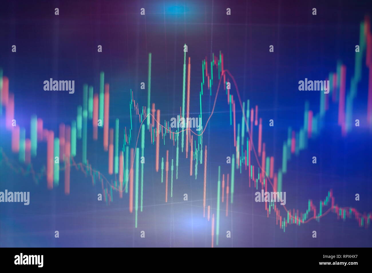 Forex glowing graphs of different colors showing financial market ...
