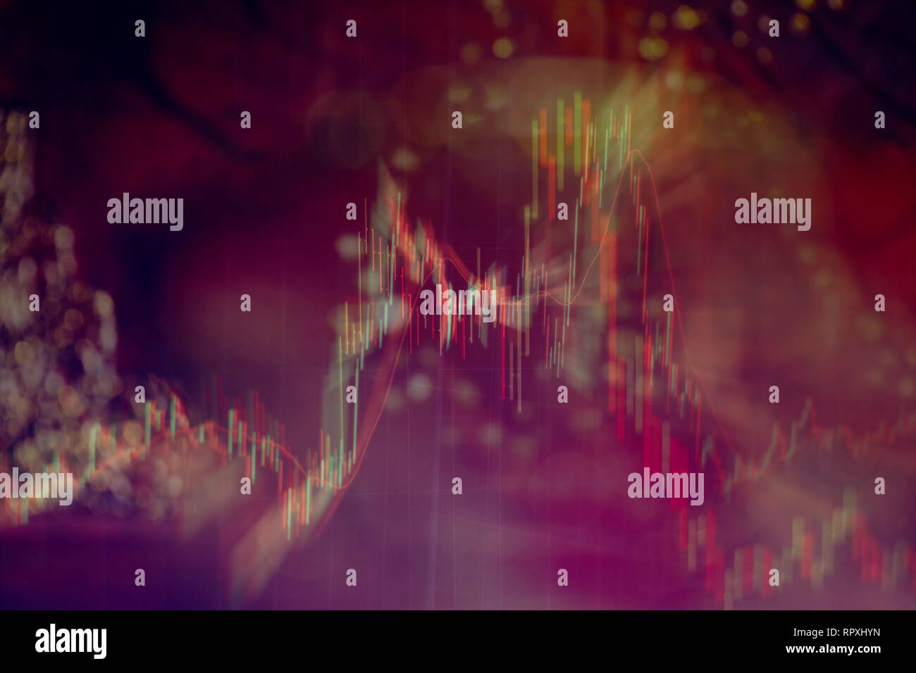 Forex glowing graphs of different colors showing financial market ...