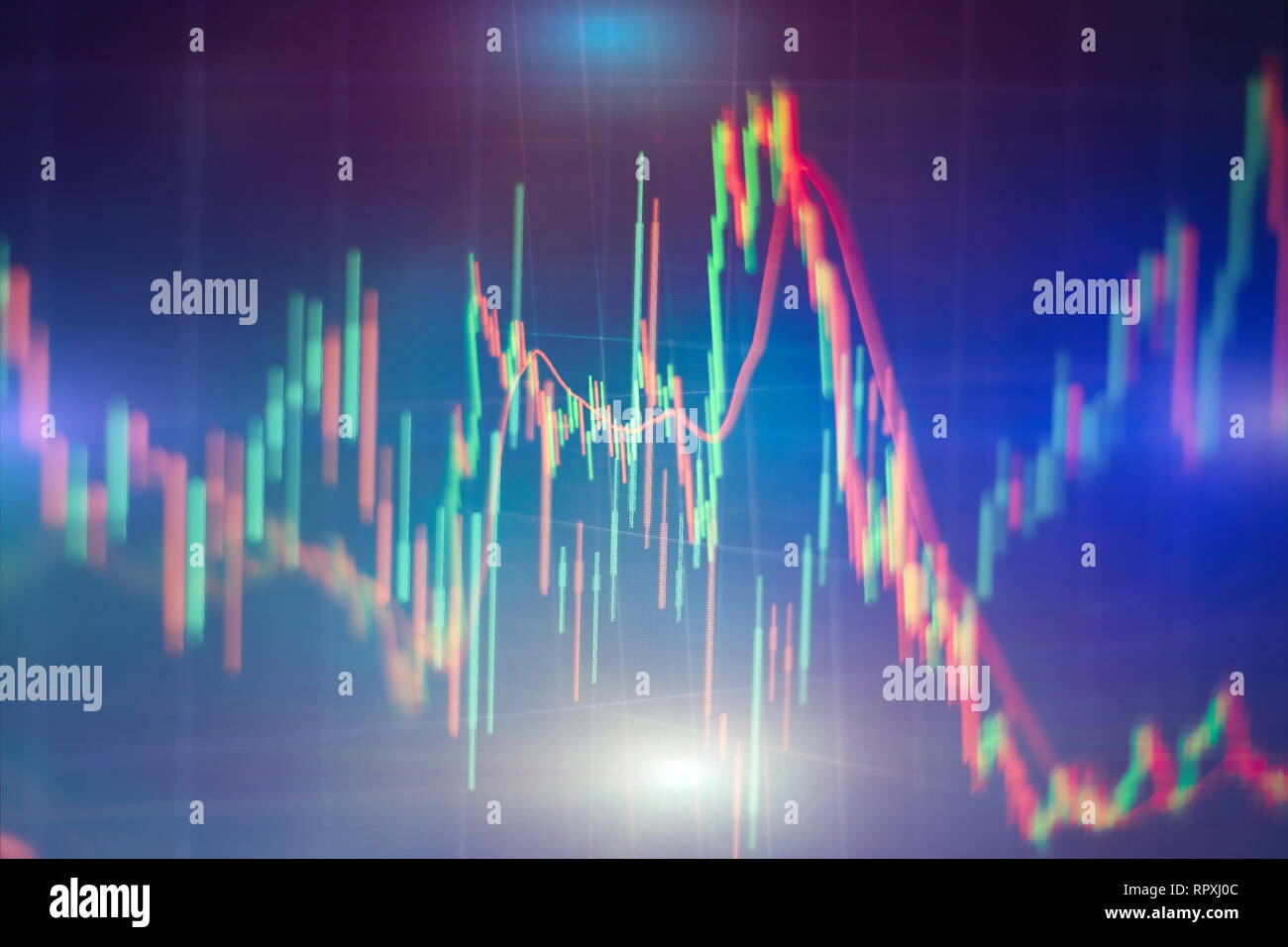 Forex glowing graphs of different colors showing financial market ...
