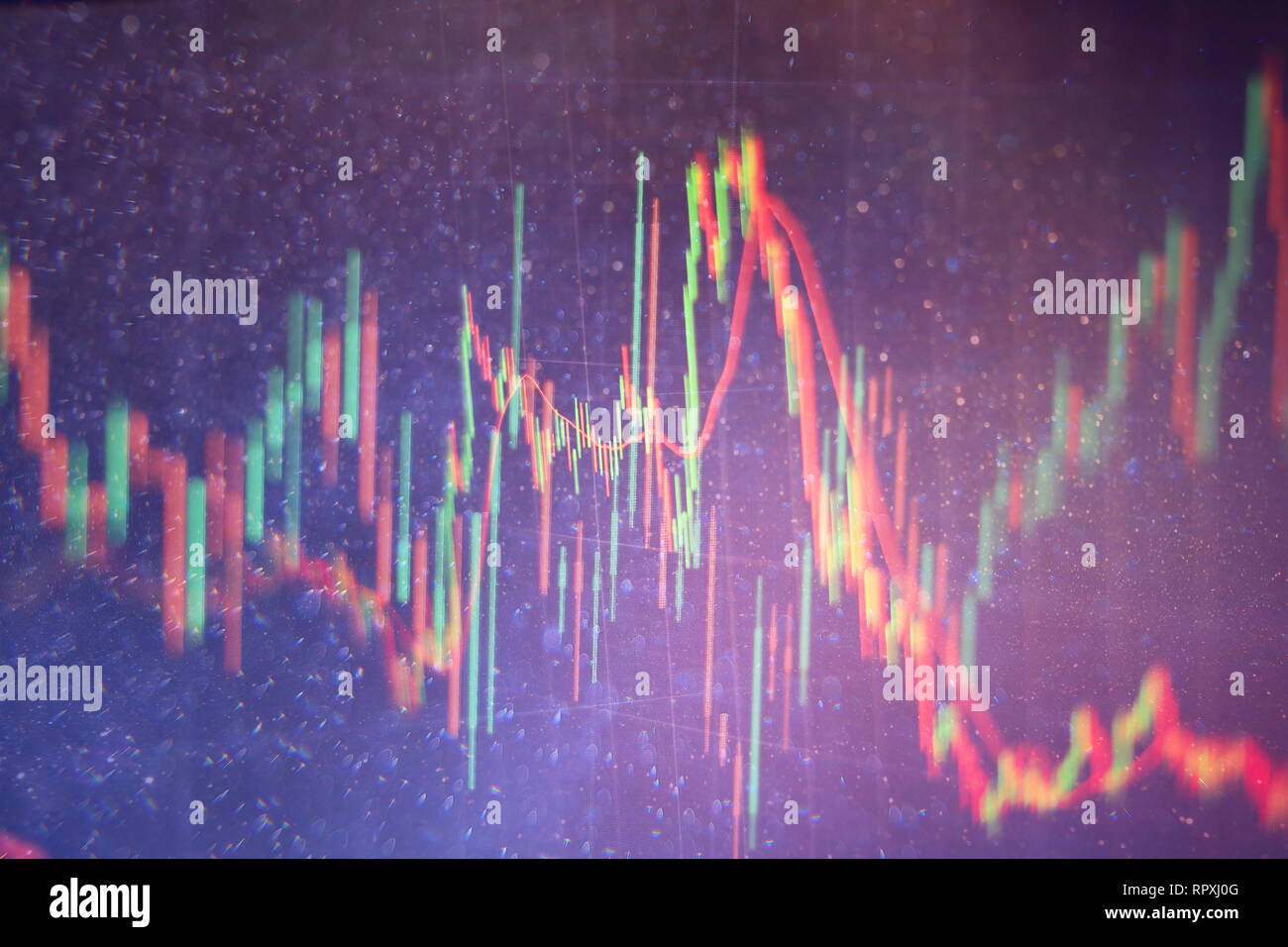 Forex glowing graphs of different colors showing financial market ...