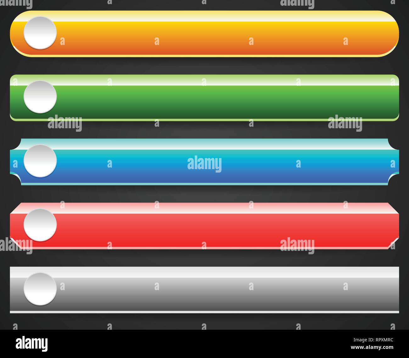 Set of different buttons, banners over black backdrop Stock Vector ...