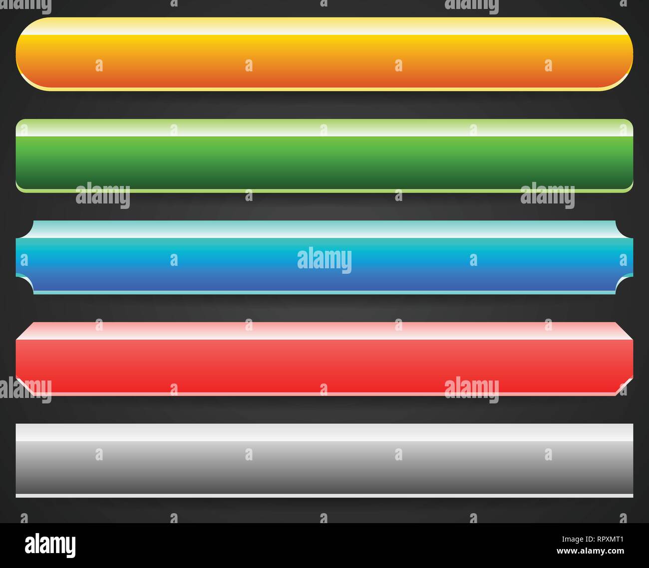 Set of different buttons, banners over black backdrop Stock Vector ...