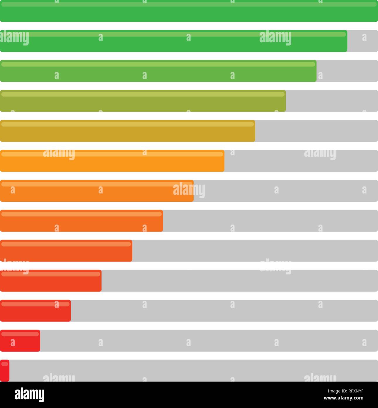 Progress bars set at different levels. Progress, loading bars elements ...