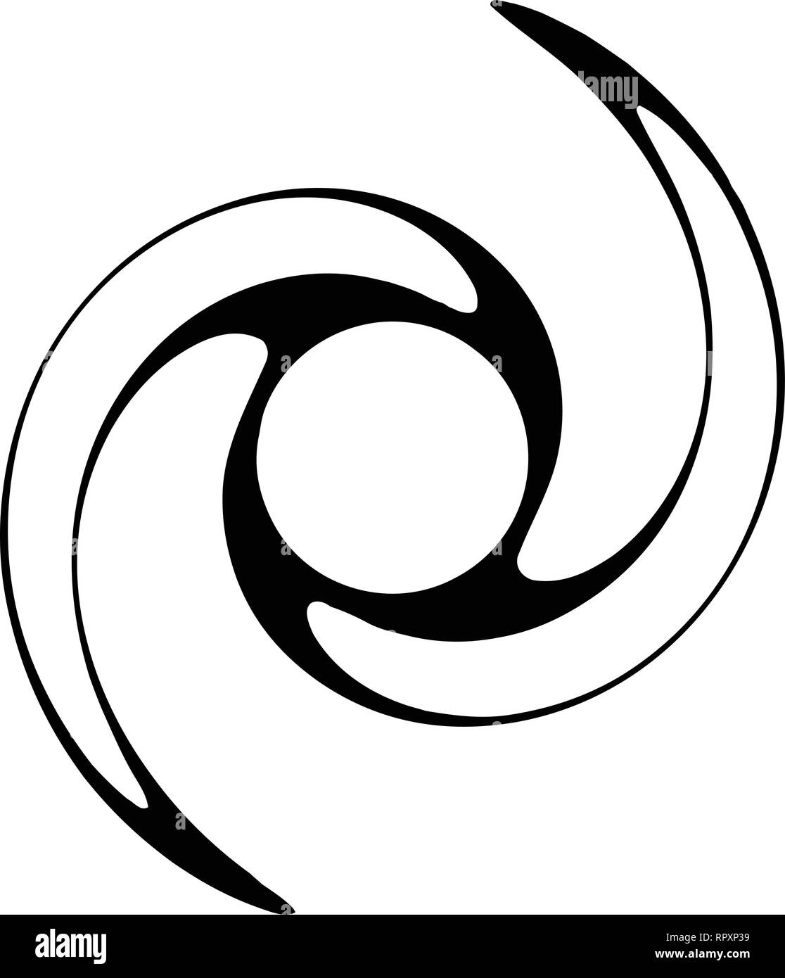 Spiral, twist, swirl element isolated on white. Curvy, rotating shape ...
