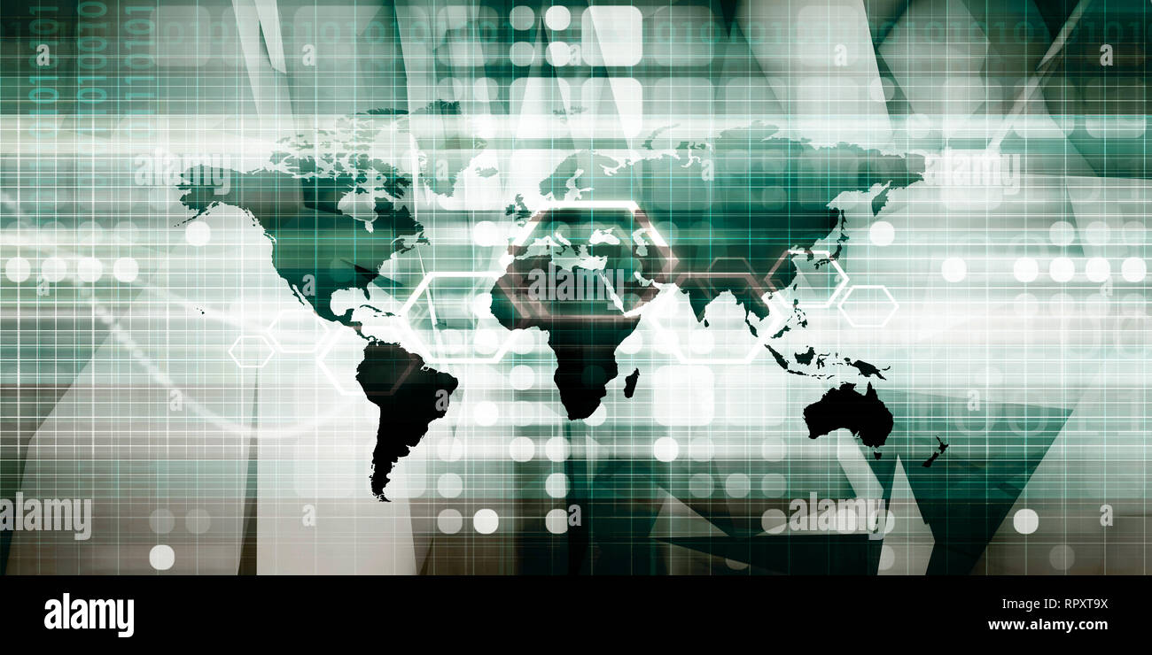 International Trade on a Global Scale with Map Stock Photo - Alamy