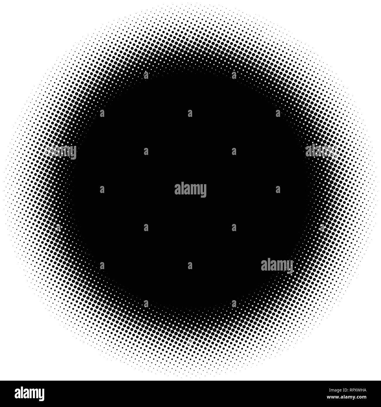 Circle half tone element over white. Circular fading circles outwards ...