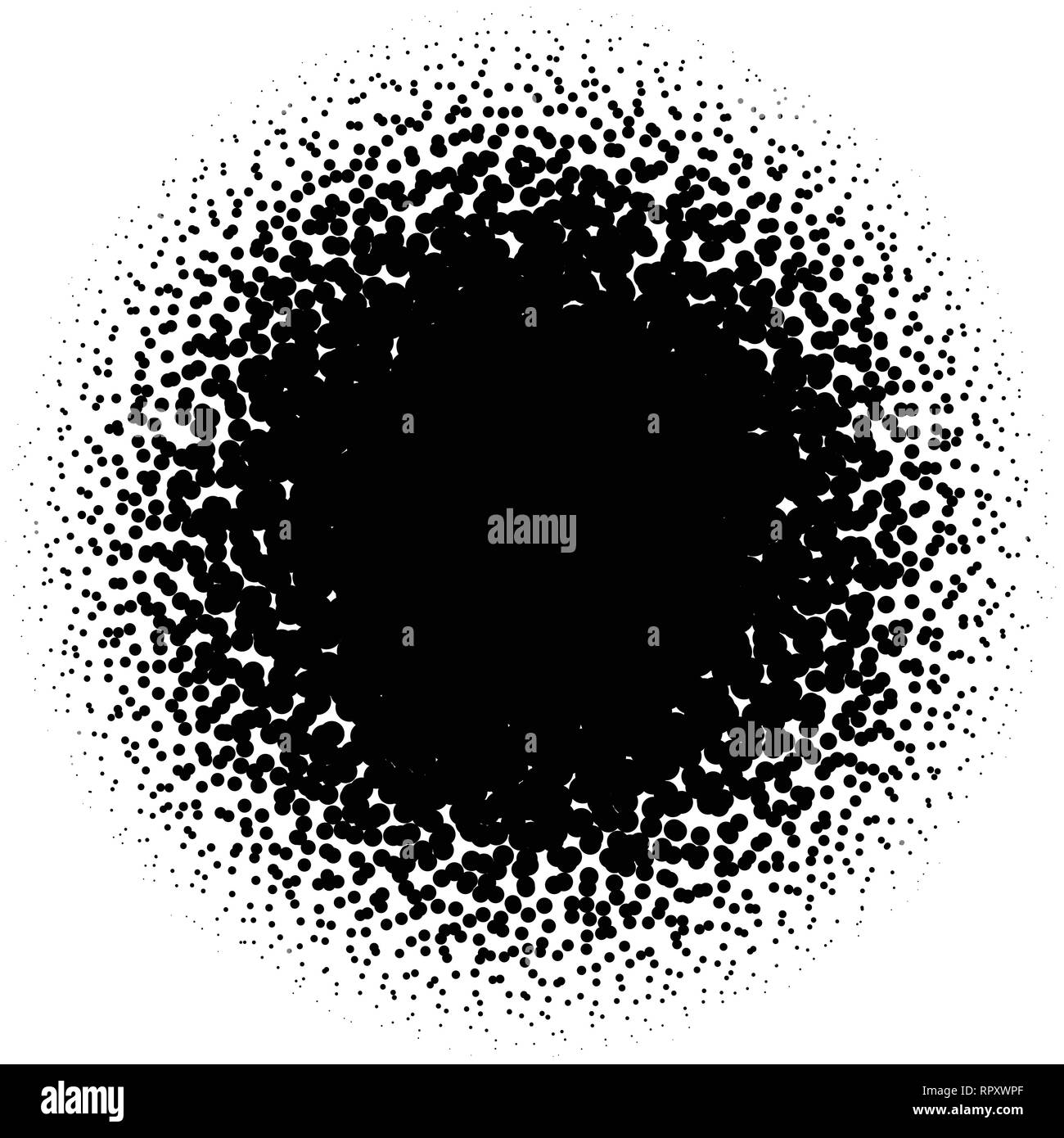 Circle half tone element over white. Circular fading circles outwards ...