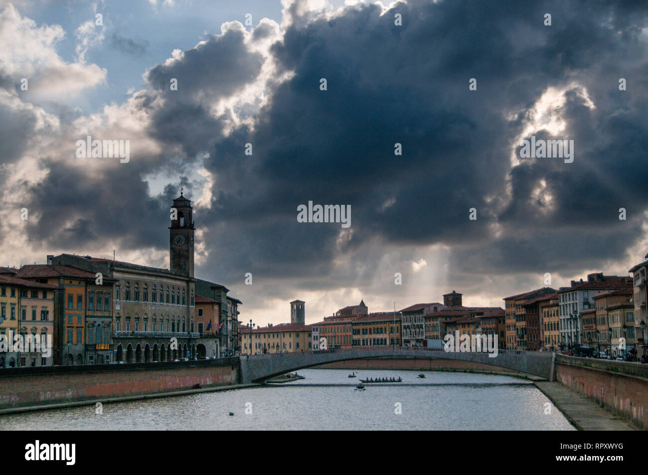 Pisa city centre at sunset Stock Photo - Alamy
