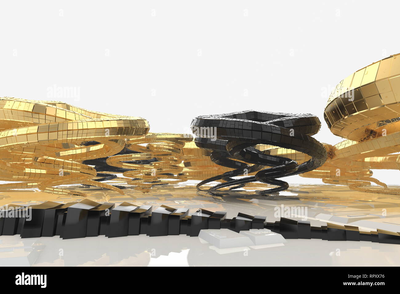 Abstract modern future architecture contains strange-shaped buildings ...