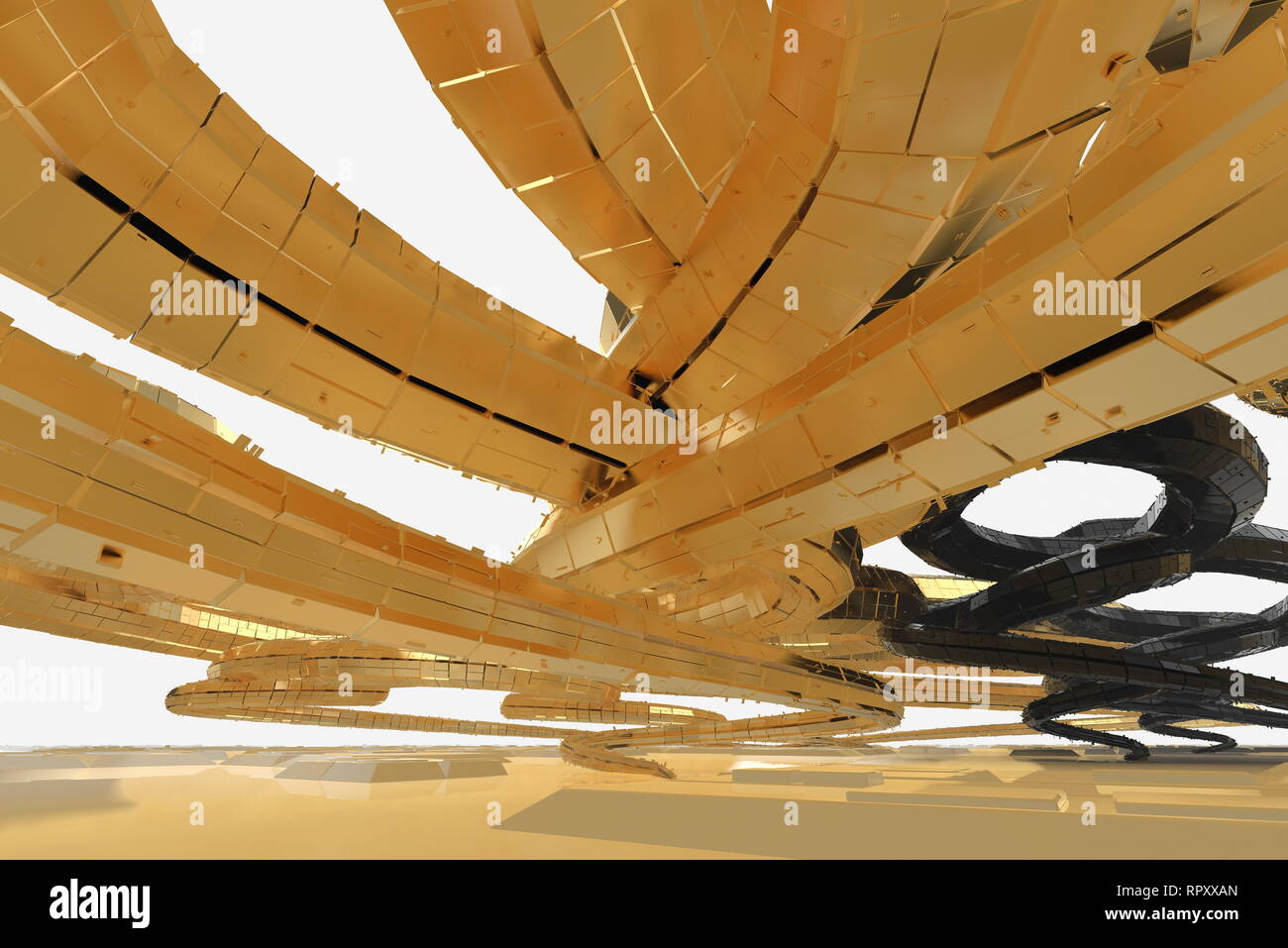 Abstract modern future architecture contains strange-shaped buildings ...