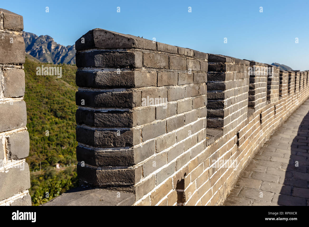 loophole in the great wall of china, brick wall fragment, china Stock ...