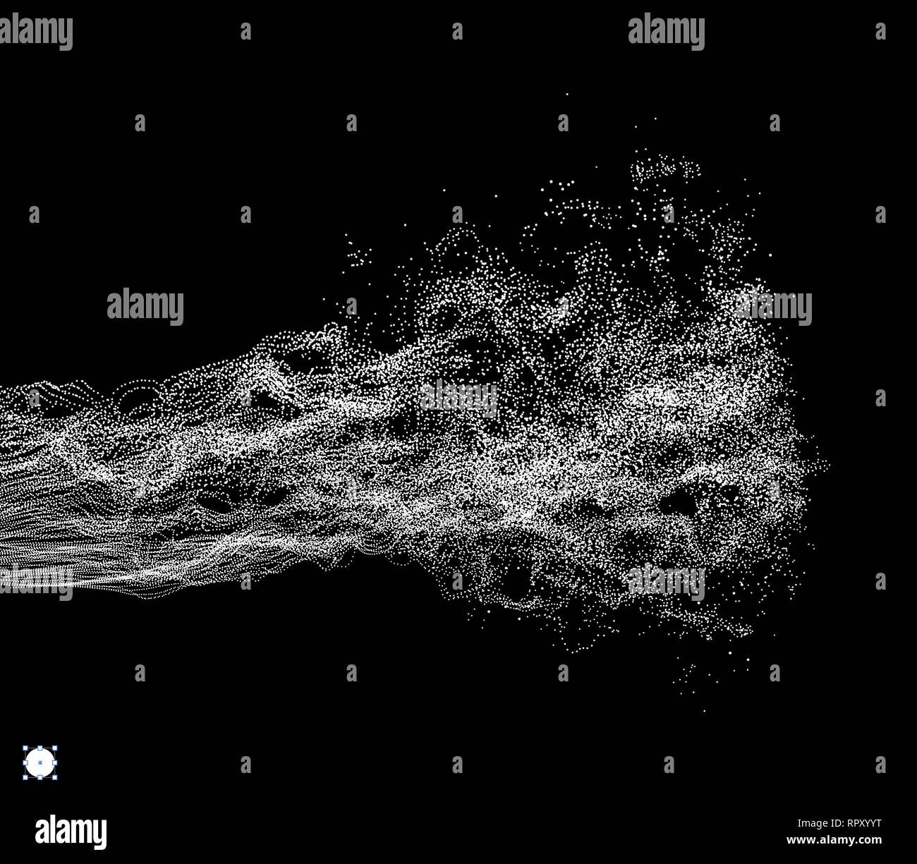 Array with Dynamic Emitted Particles. Water Splash Imitation. Abstract Background. Vector ...