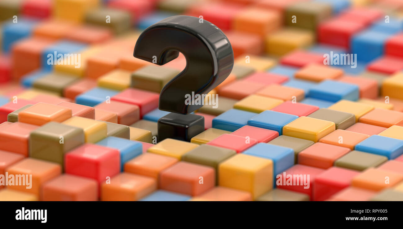 Abstract color cube block with Question Mark Stock Photo - Alamy
