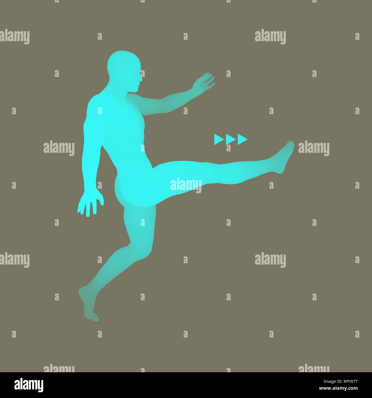 Football player. Sports concept. 3D Model of Man. Human Body. Sport ...