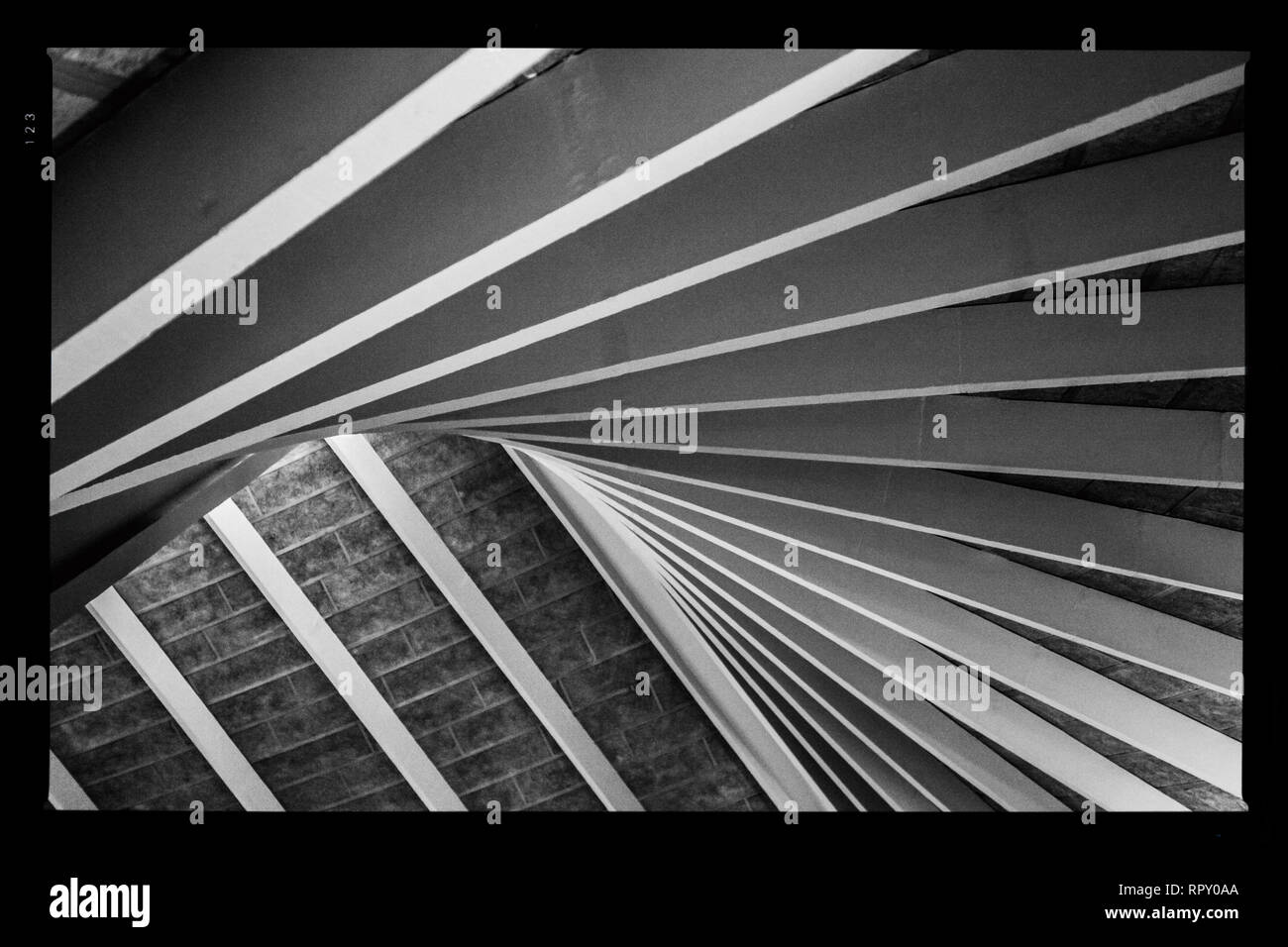 Abstract pattern in roof beams Stock Photo - Alamy