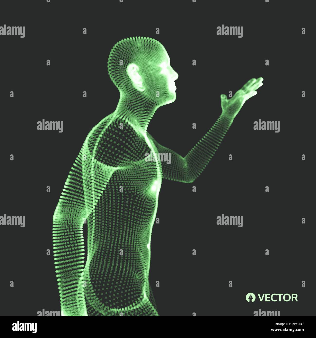 Man Pointing his Finger. 3D Model of Man. Geometric Design. Vector ...