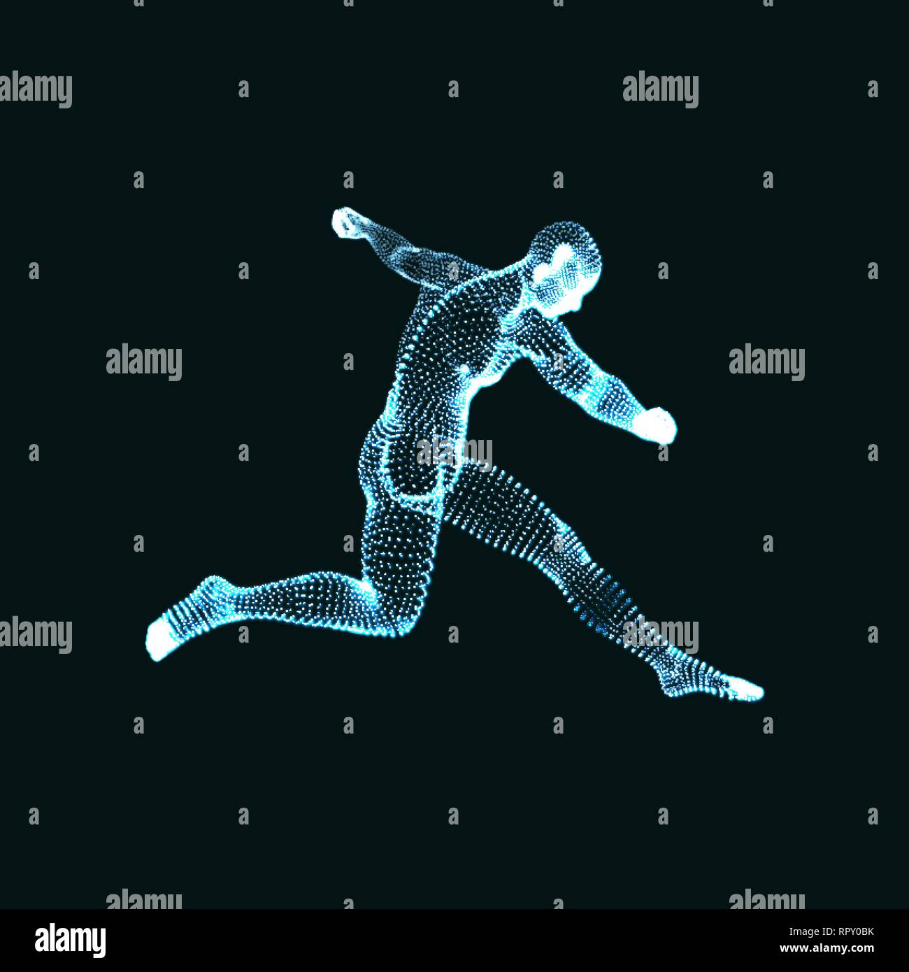 A football player from particle. Sports concept. 3D Model of Man. Human ...