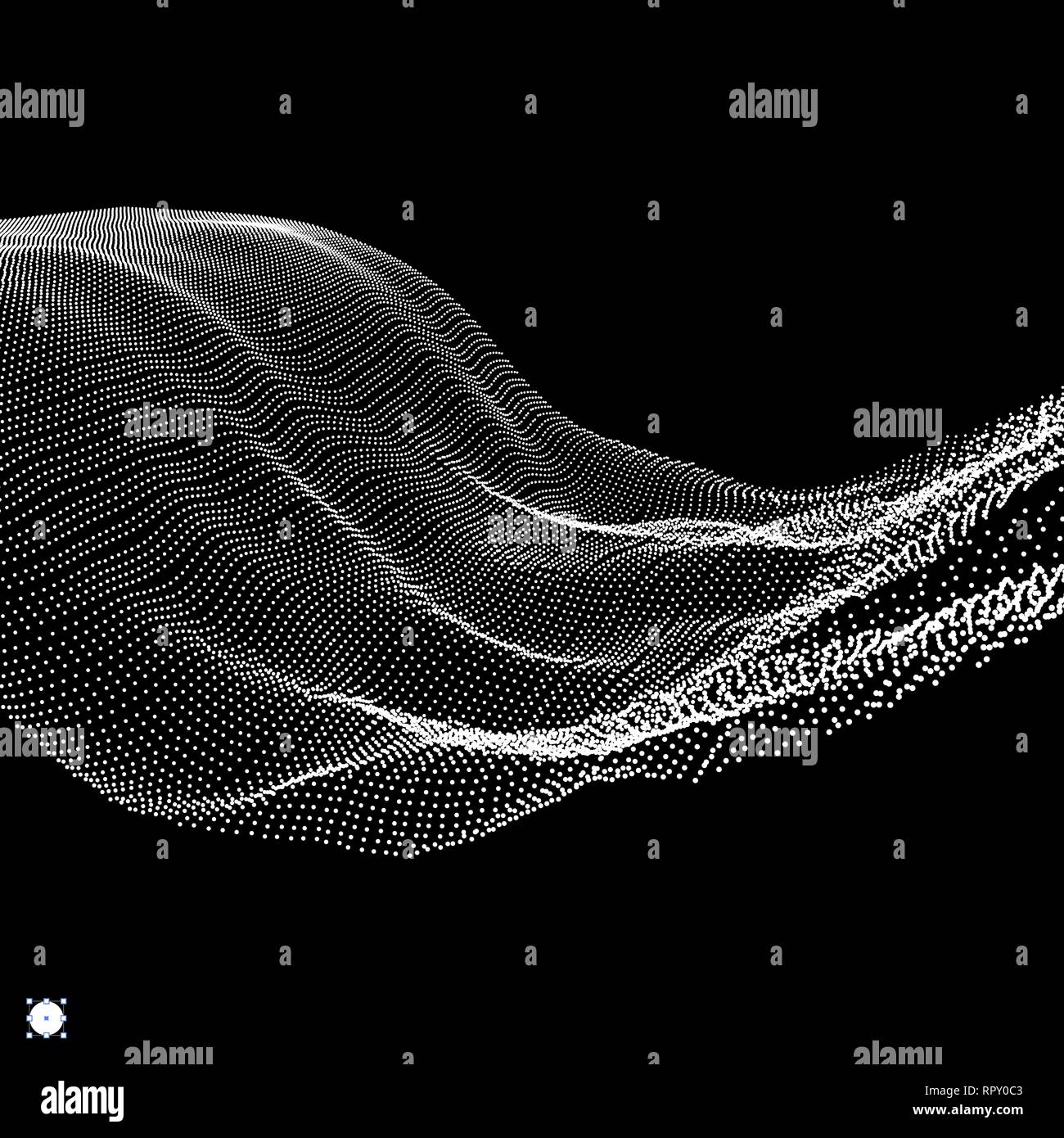 Wave Background. Abstract Vector Illustration. 3D Technology Style. Network Design with Particle ...