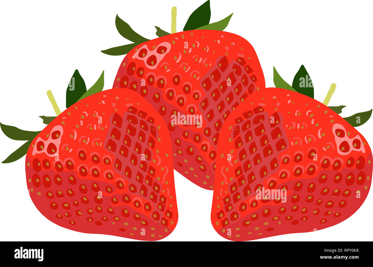 Illustration of three strawberries Stock Photo - Alamy